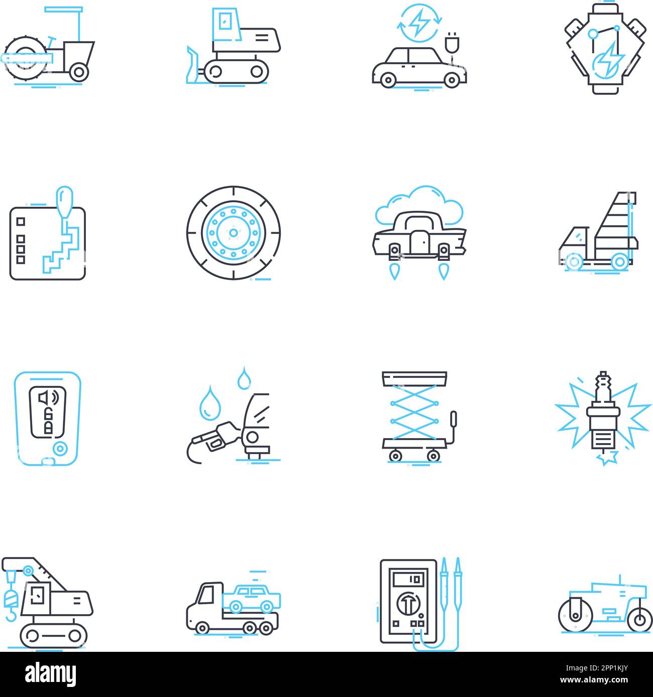 Car repair business linear icons set. Maintenance, Repairs, Diagnostics ...
