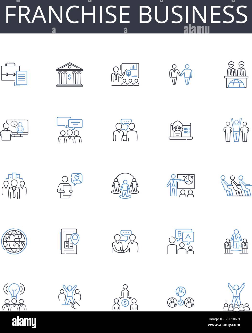 Franchise business line icons collection. Business model, Business ...