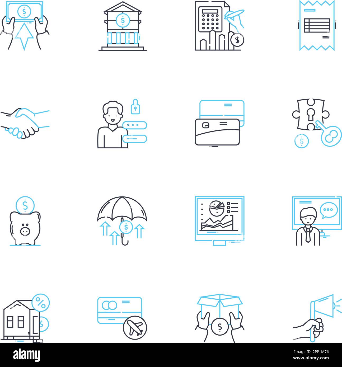 Finance linear icons set. Investment, Budget, Savings, Interest ...