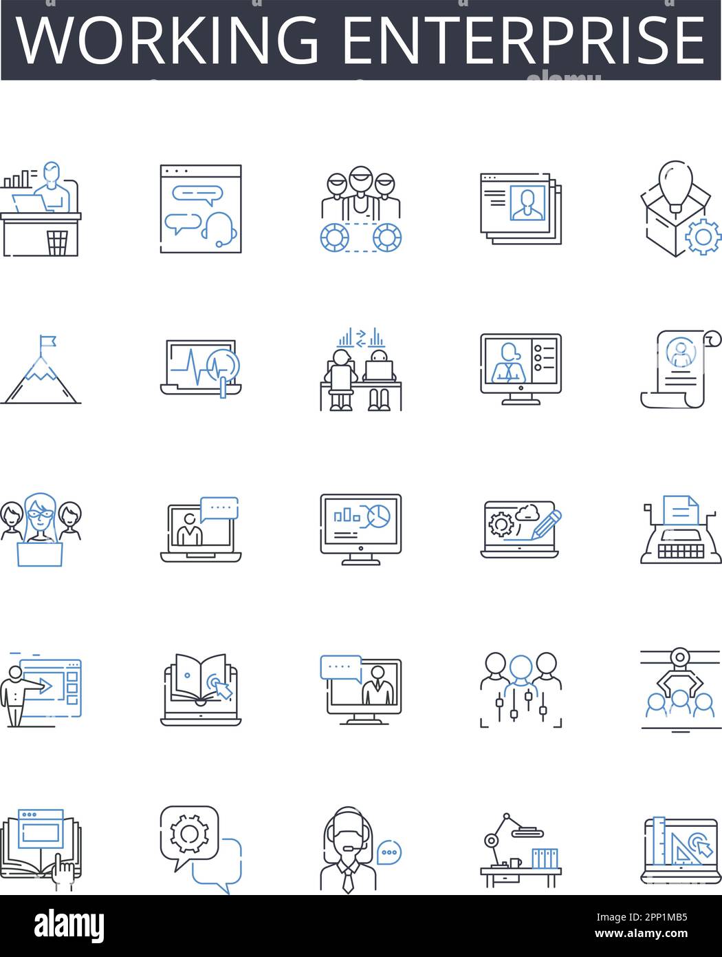 Working enterprise line icons collection. Hot, Warm, Cold, Chilly ...