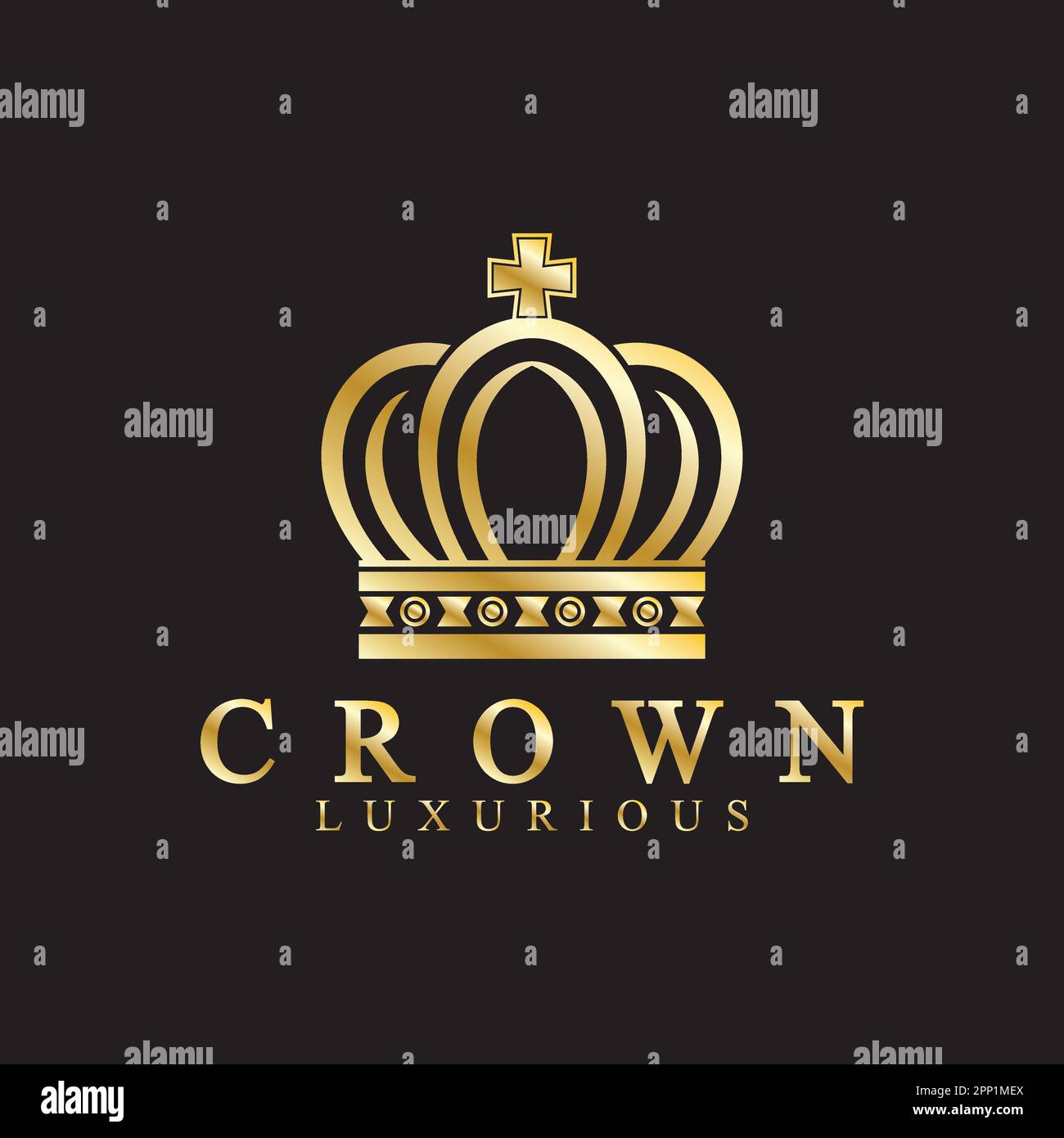 Gold crown icons. Queen king golden crowns luxury Logo Design Vector on ...
