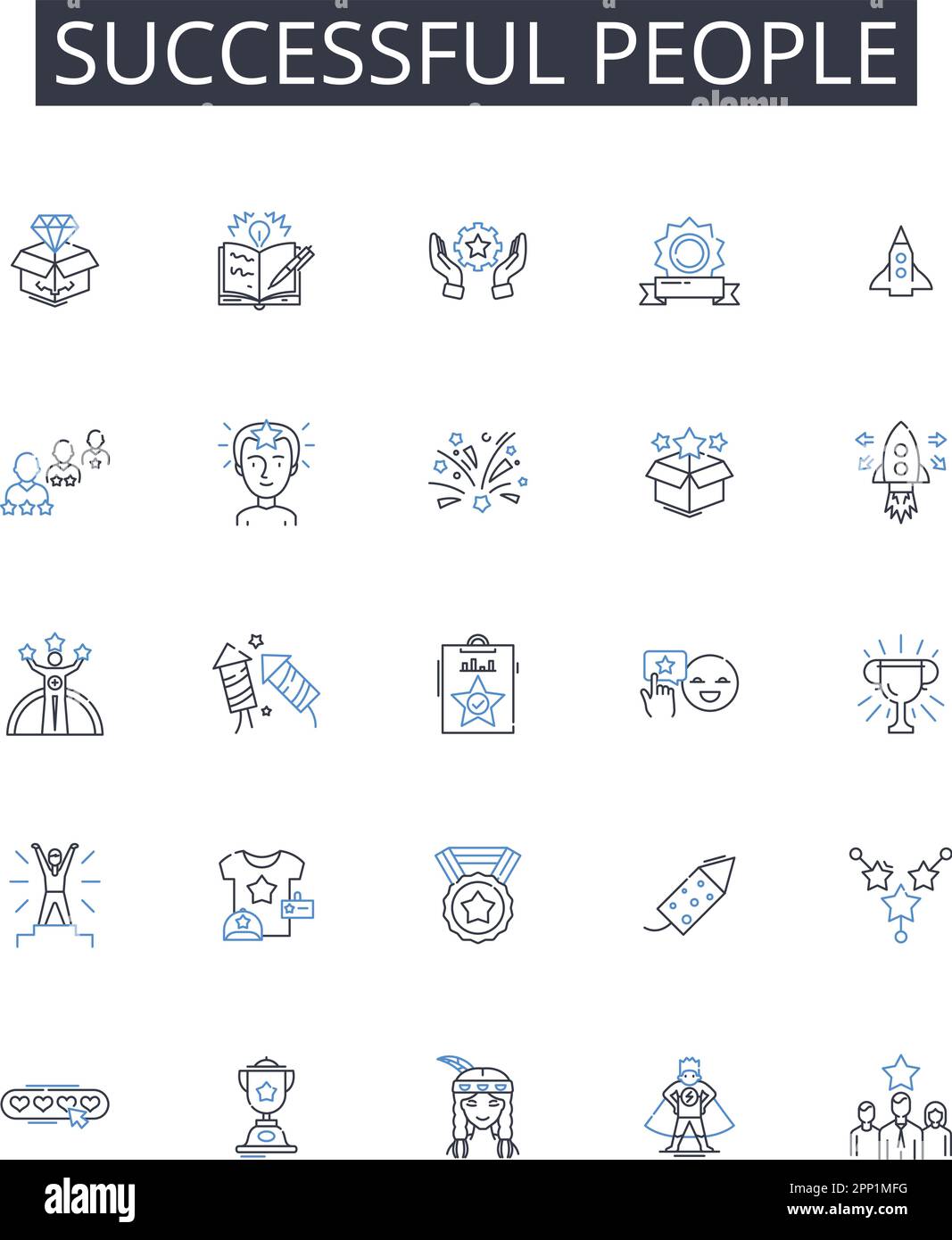 Successful people line icons collection. Reflection, Diary, Memoir ...