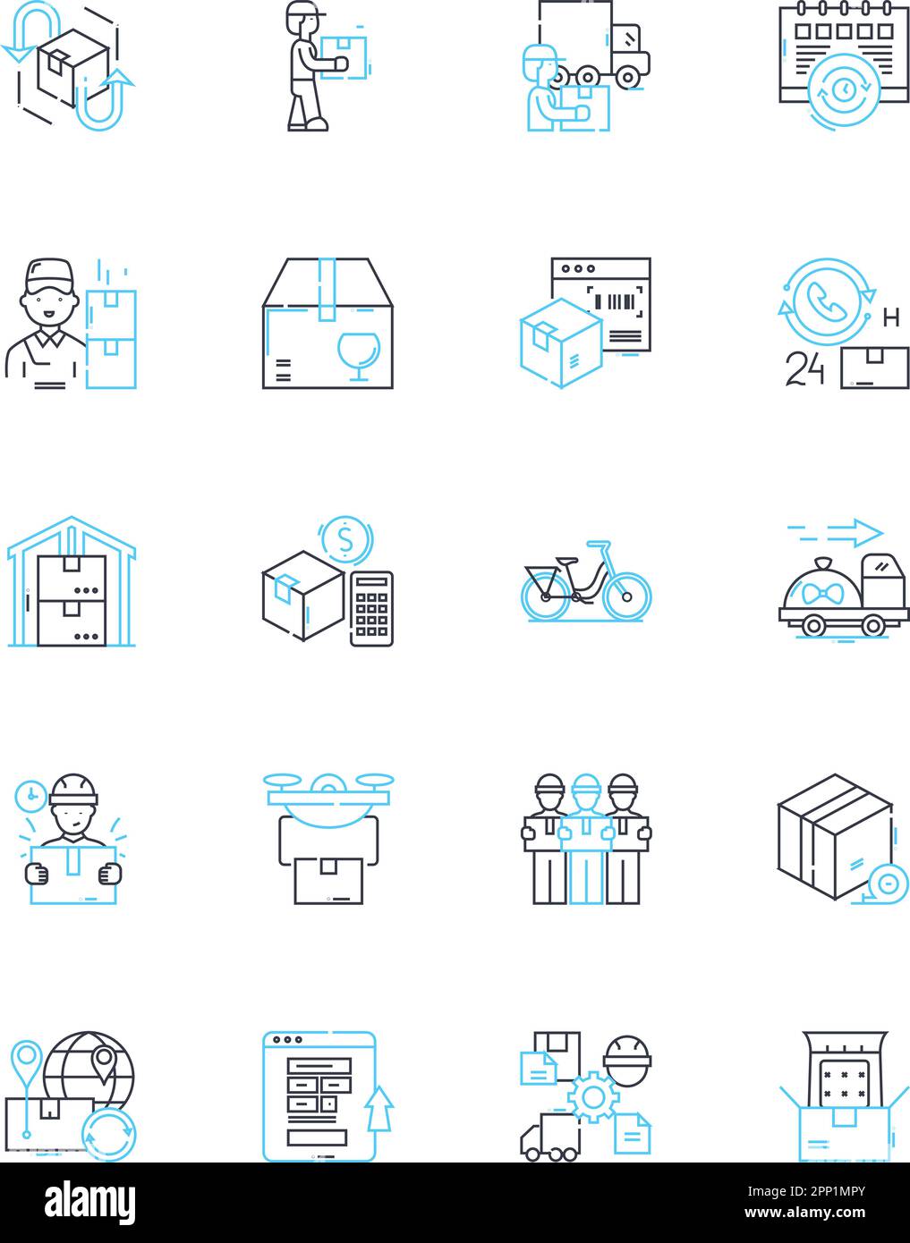 Distribution Services Linear Icons Set Supply Logistics Dispatch