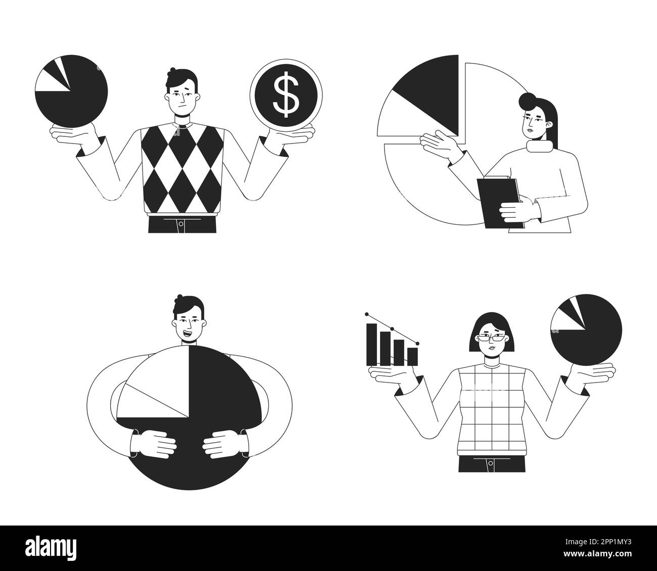 Lean startup strategy bw concept vector spot illustrations pack Stock ...