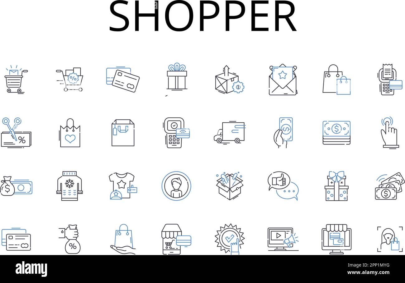 Shopper line icons collection. Consumer, Buyer, Customer, Patron ...