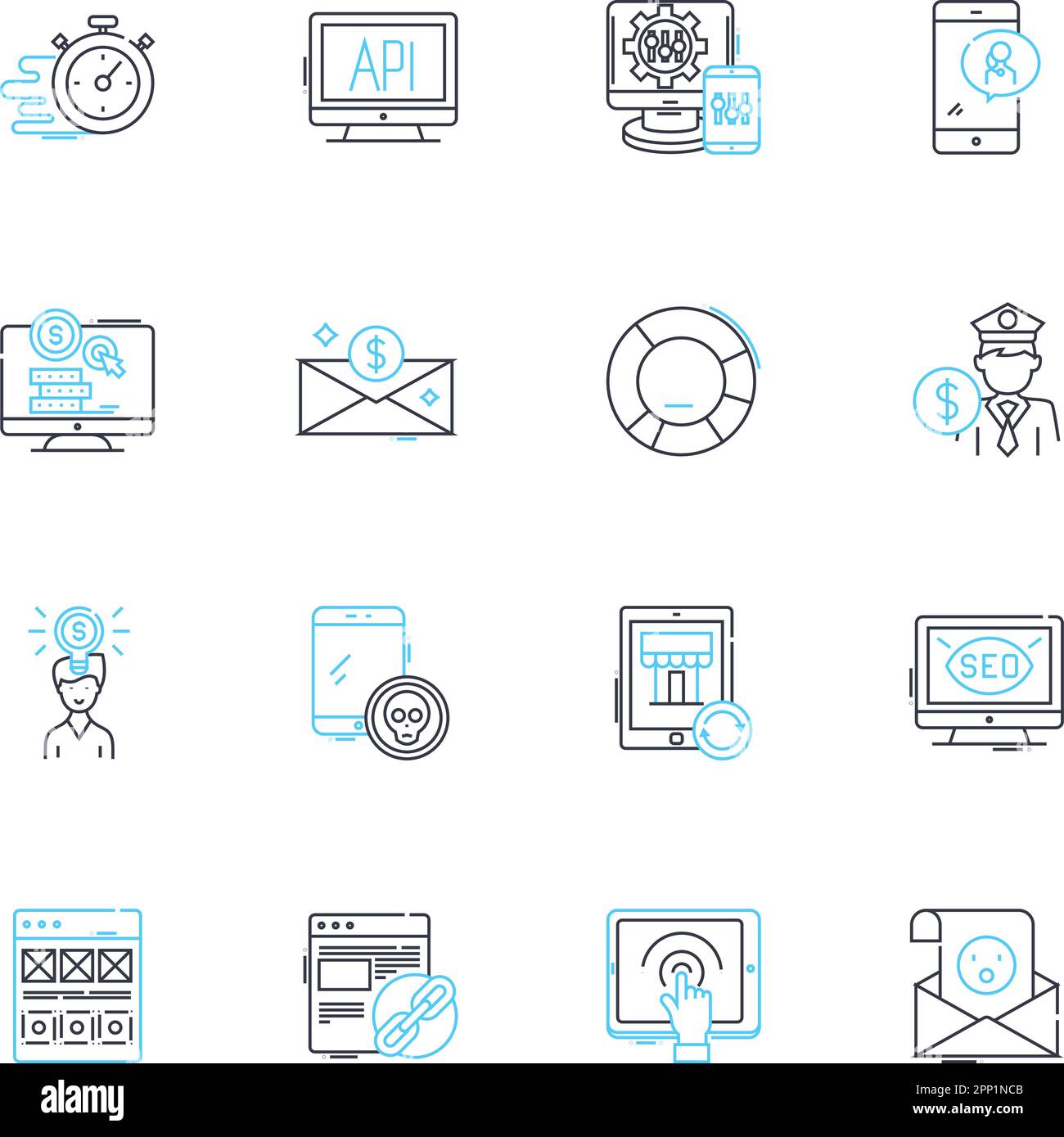 Resource Utilization Linear Icons Set Optimization Efficiency