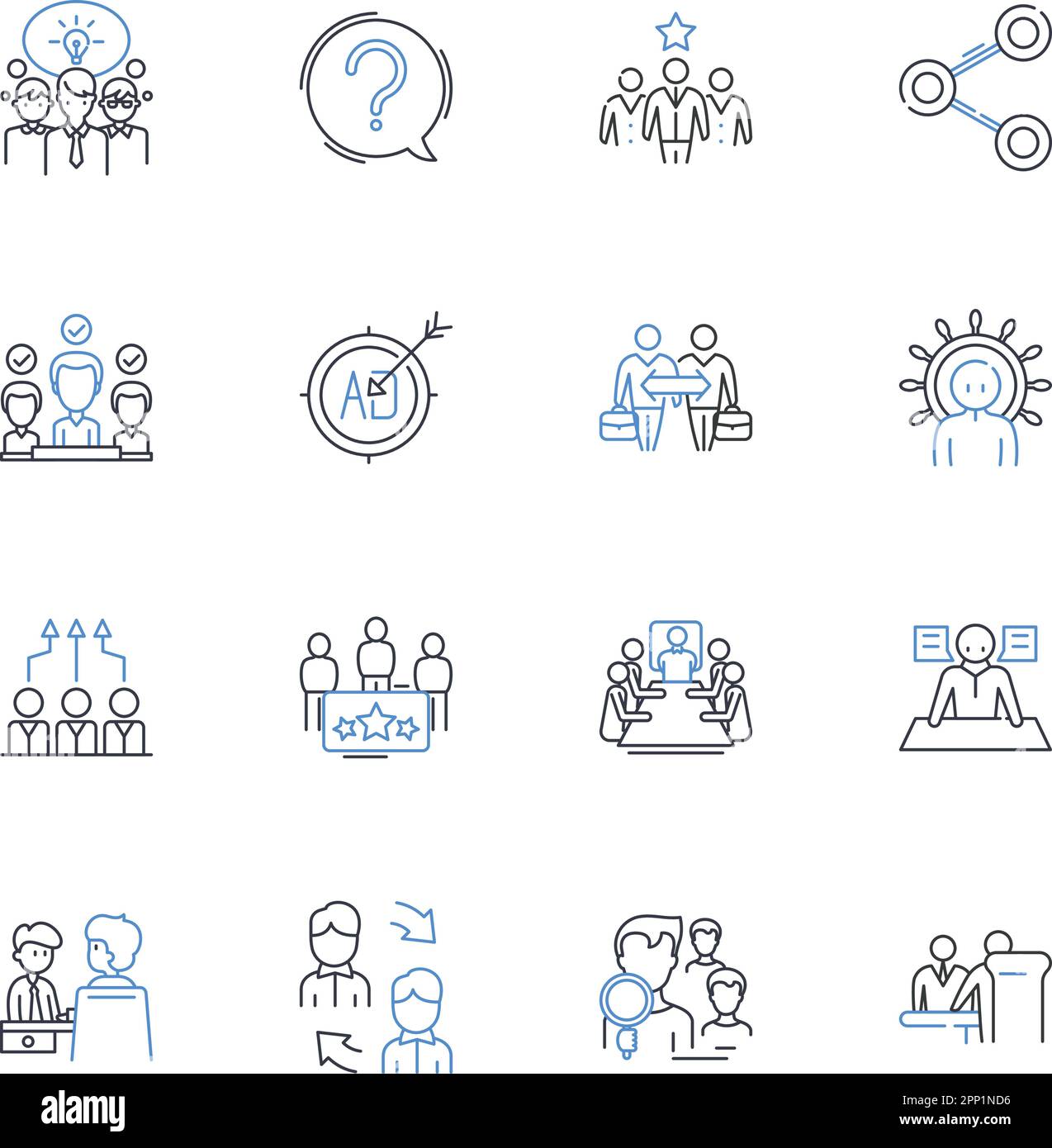 Employer team line icons collection. Collaboration, Leadership ...