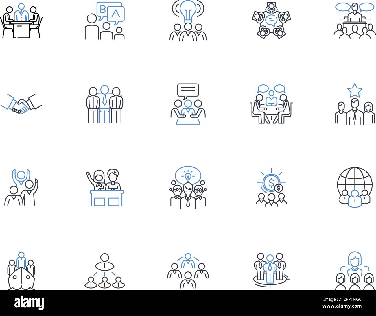 Crew Line Icons Collection Teamwork Collaboration Unity Bond