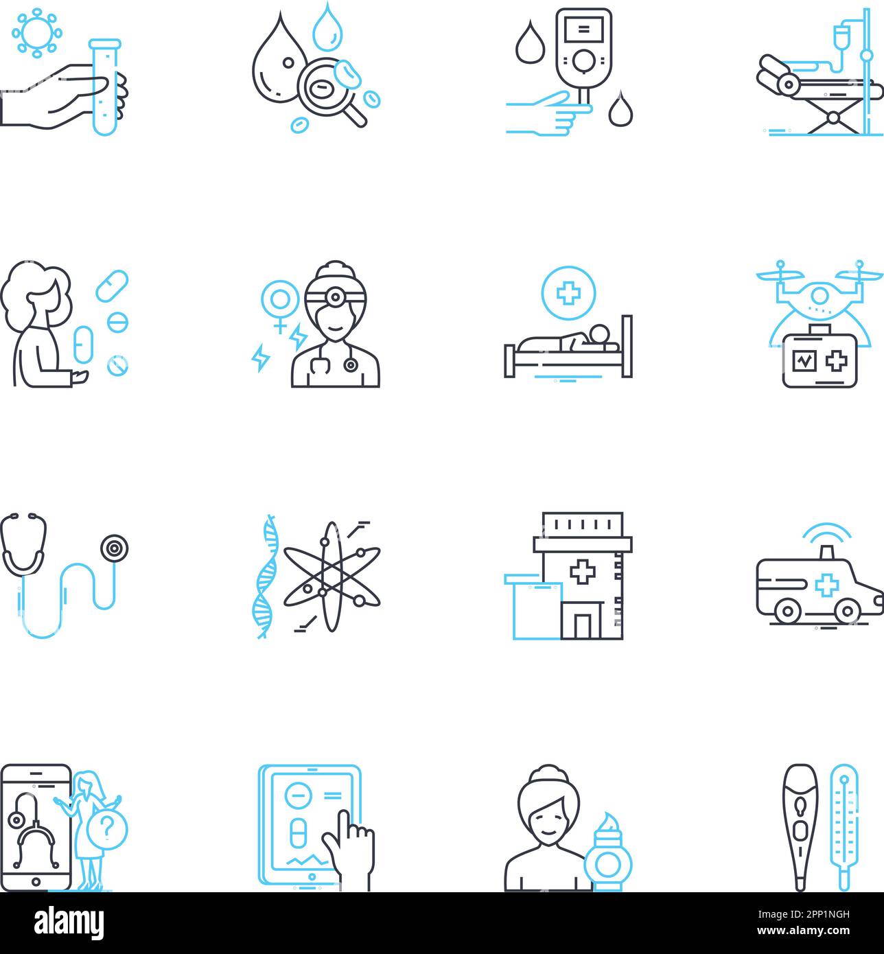 Healthcare center linear icons set. Wellness, Prevention, Treatment ...