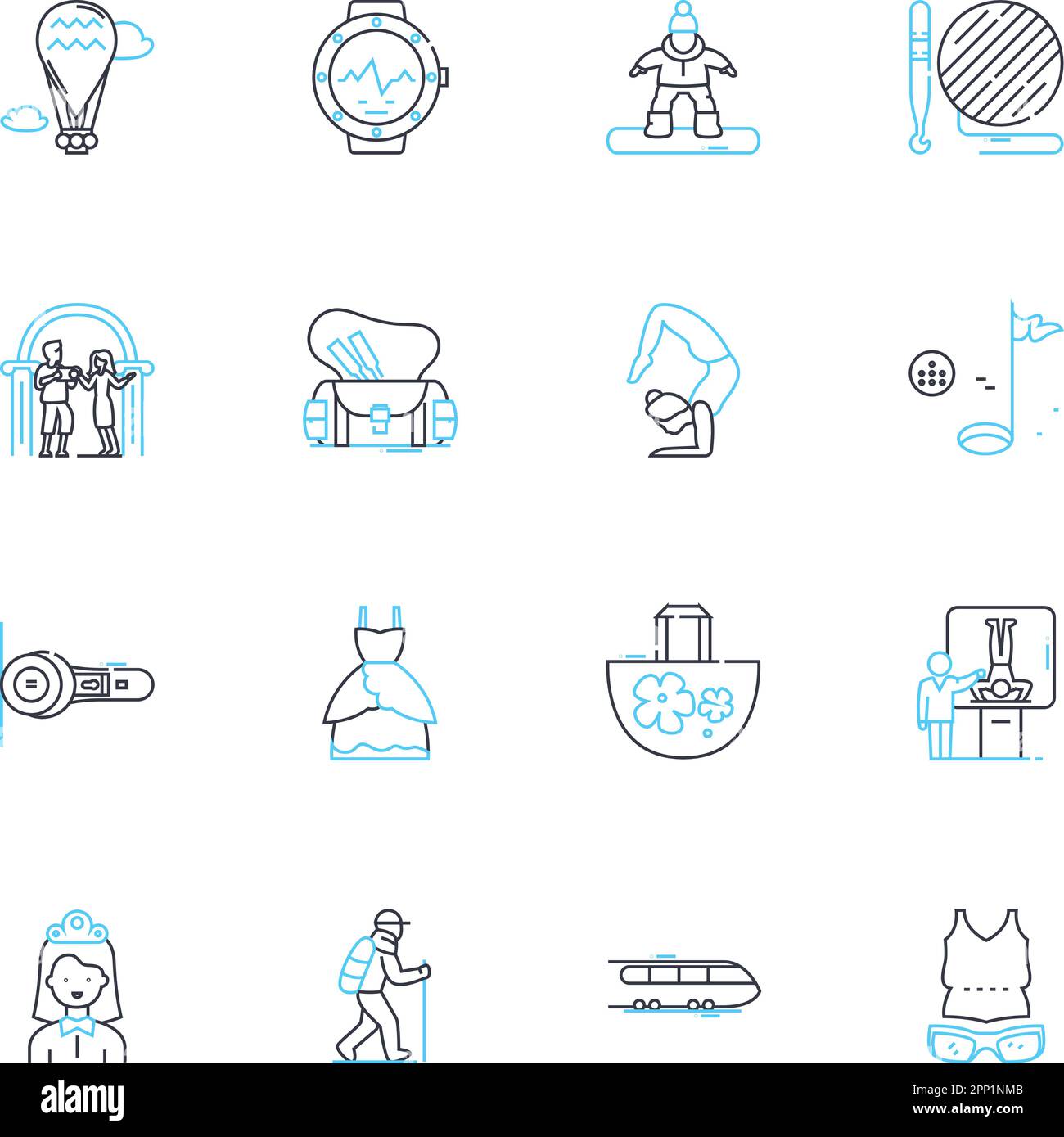 Active individuals linear icons set. Fitness, Health, Movement ...