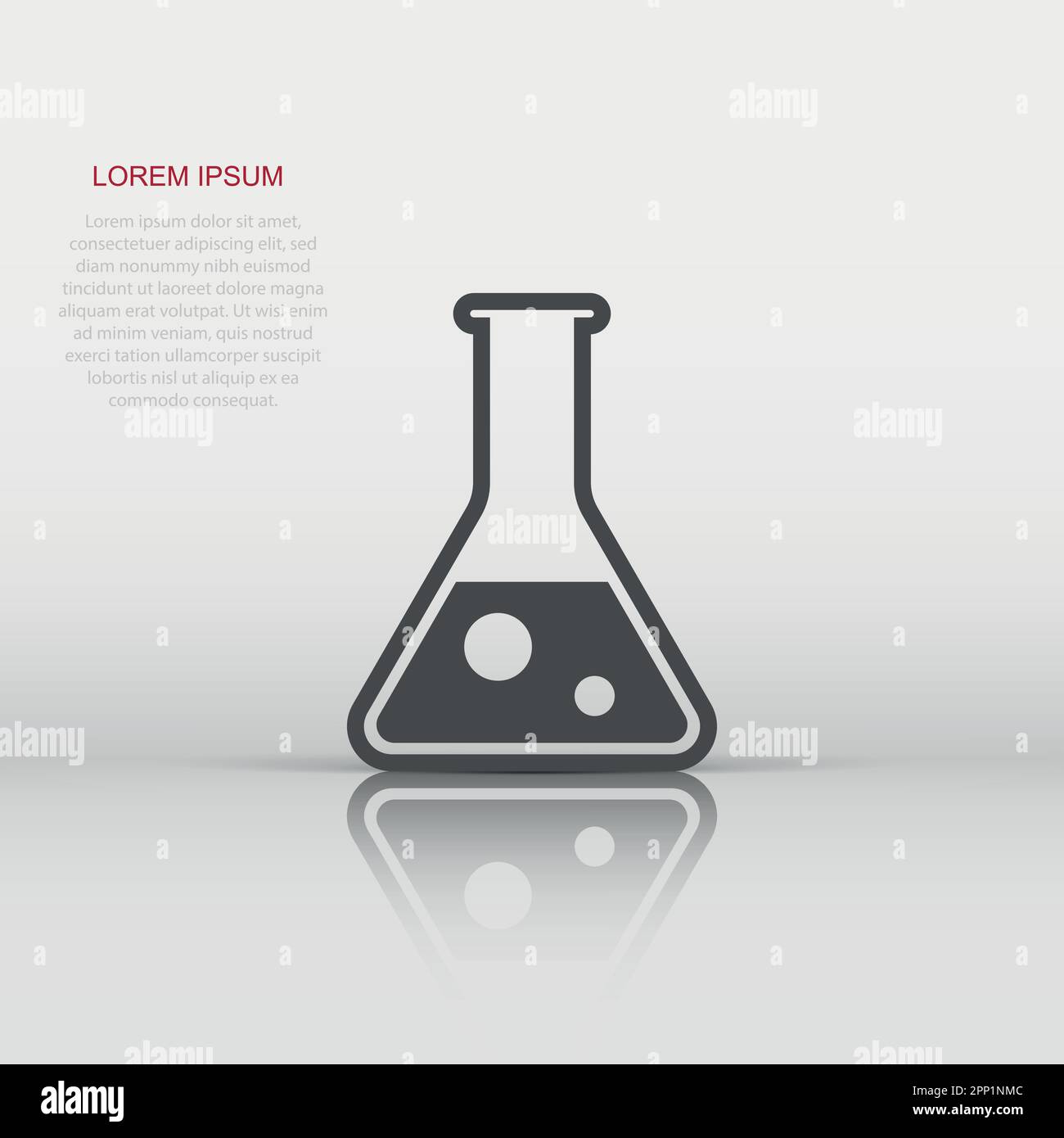 Vector chemical test tube icon in flat style. Laboratory glassware sign ...