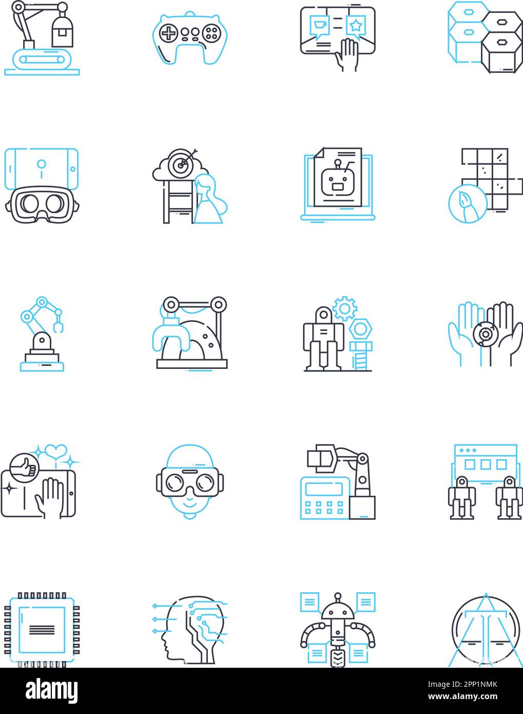 Computer Milling Linear Icons Set Precision Automation Efficiency Technological Innovation