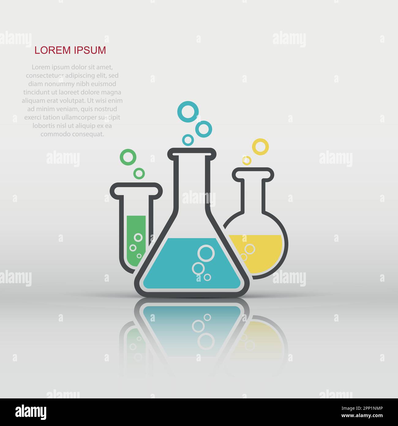 Vector chemical test tube icon in flat style. Laboratory glassware sign ...