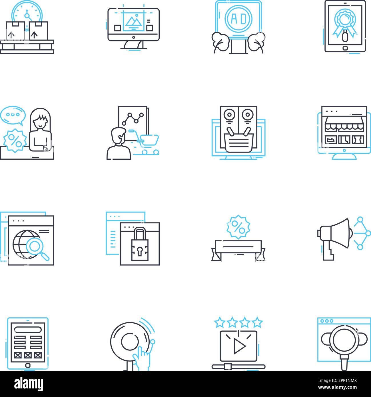Visual message linear icons set. Graphical, Imagery, Communication ...