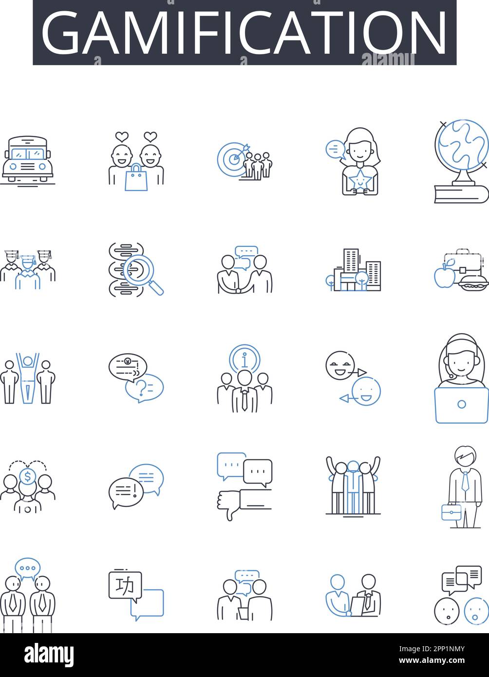 Gamification line icons collection. Skill-building, Puzzle-solving ...