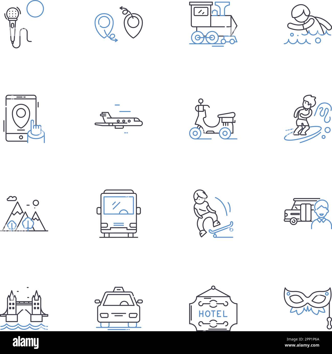 Road trip line icons collection. Adventure, Scenery, Freedom ...