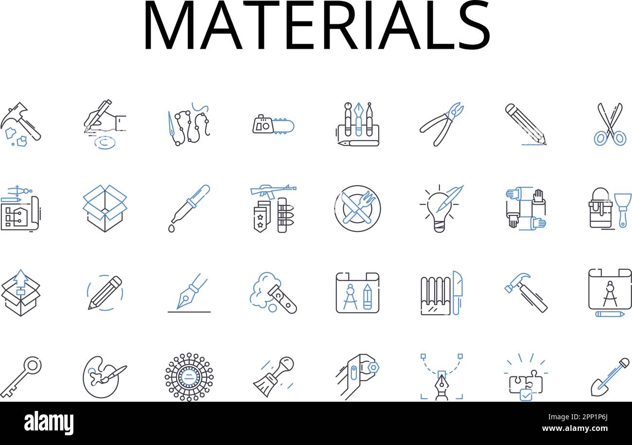 Materials line icons collection. Comestibles, Ingredients, Elements ...