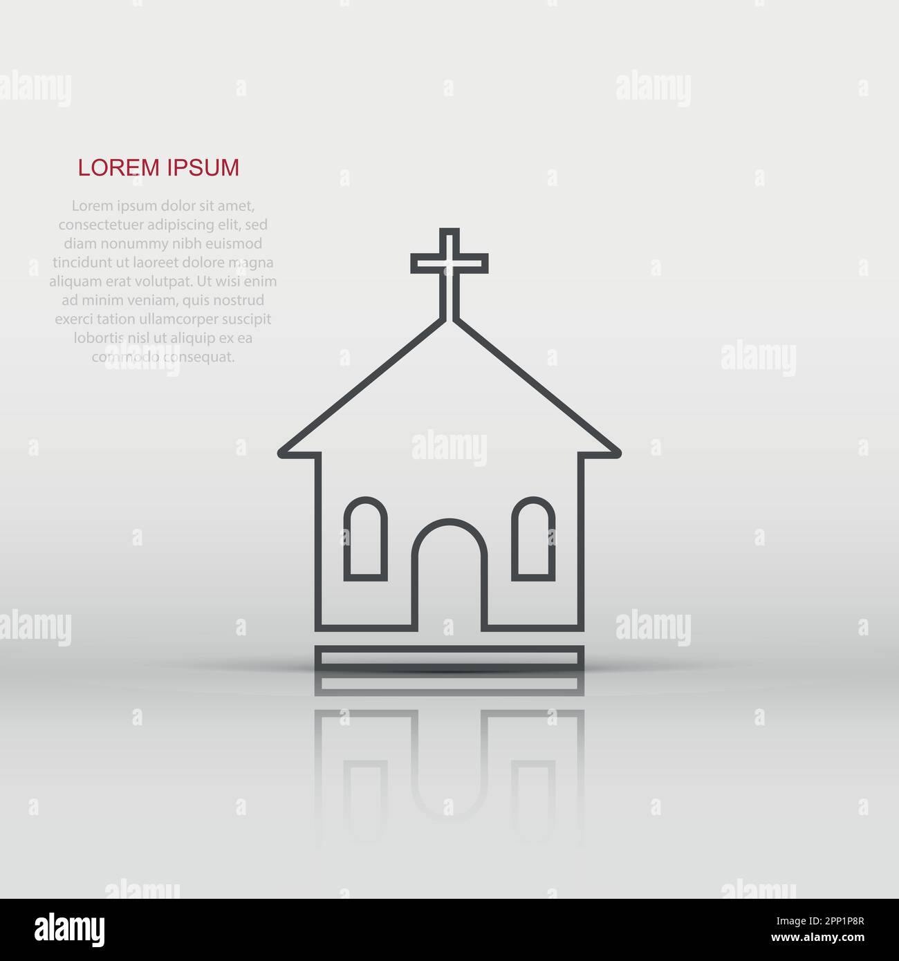 Vector church sanctuary icon in flat style. Chapel sign illustration ...