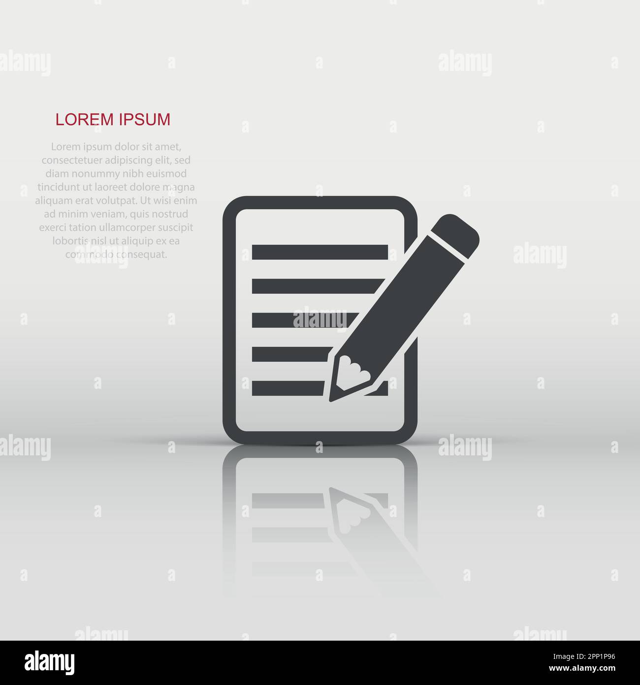 Vector document with pencil icon in flat style. Note with pen sign ...