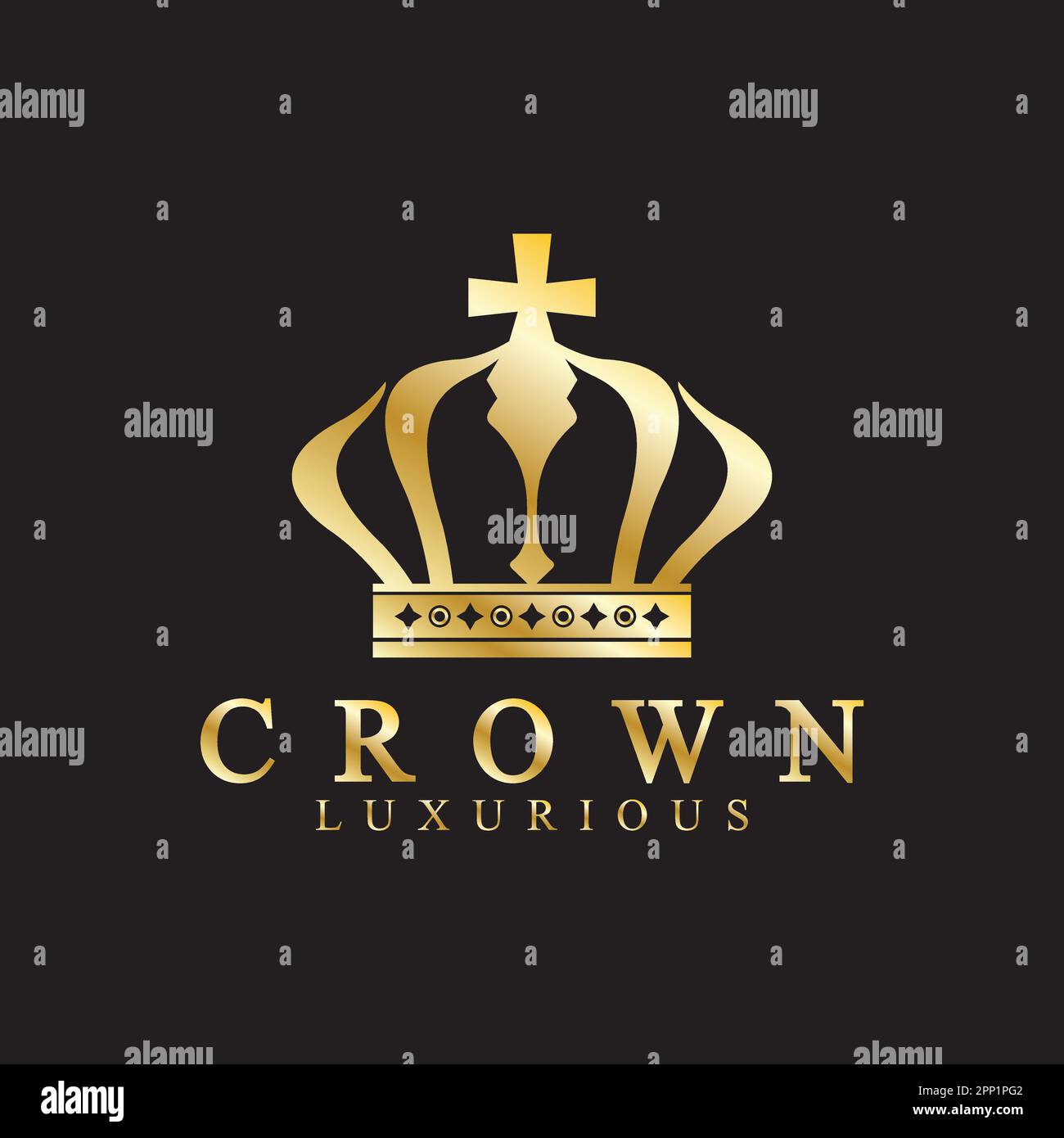Gold crown icons. Queen king golden crowns luxury Logo Design Vector on ...