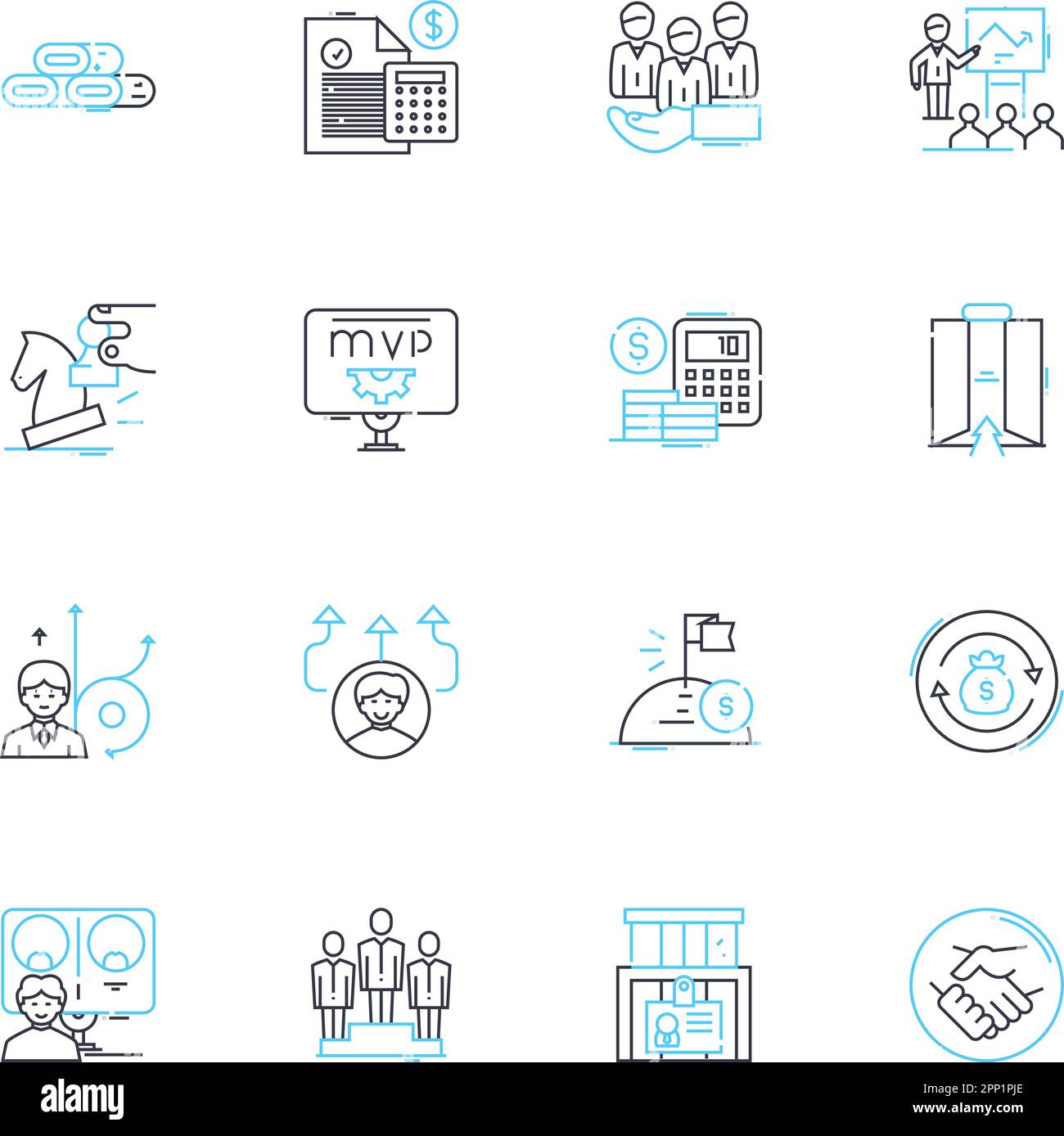 Business merger linear icons set. Consolidation, Merger, Acquisition ...