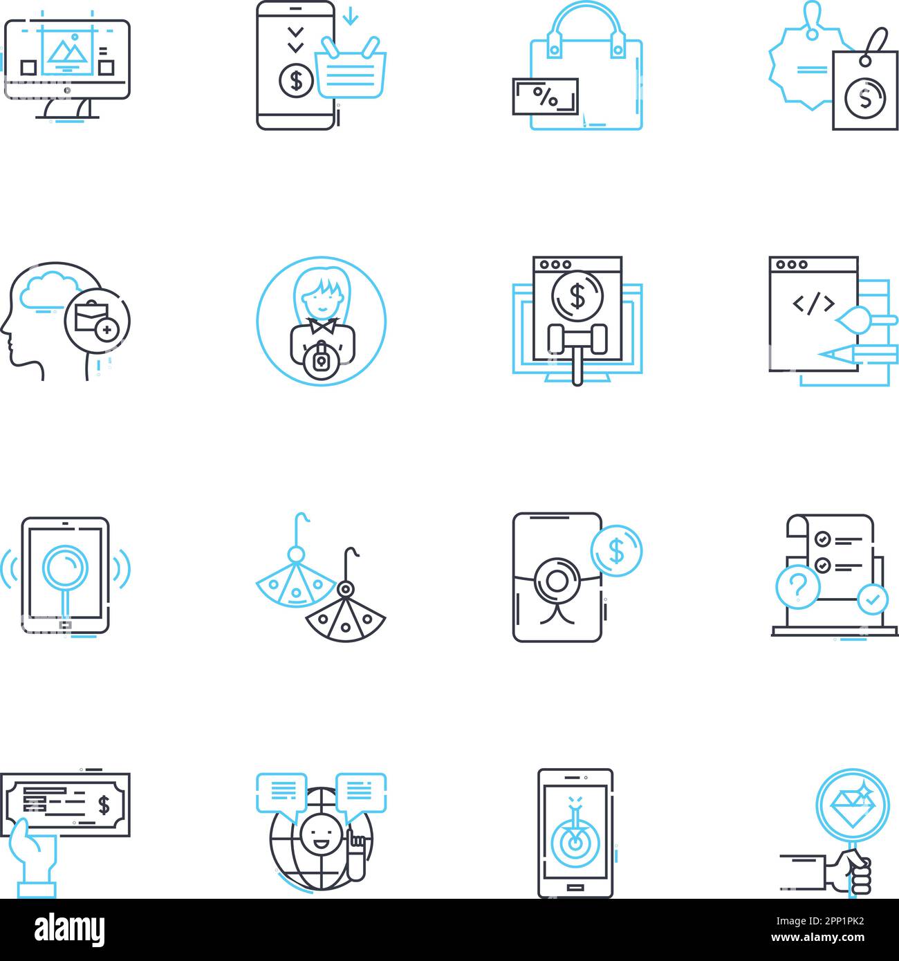 Email media linear icons set. Inbox, Spam, Attachment, Signature, Draft, Compose, Reply line ...