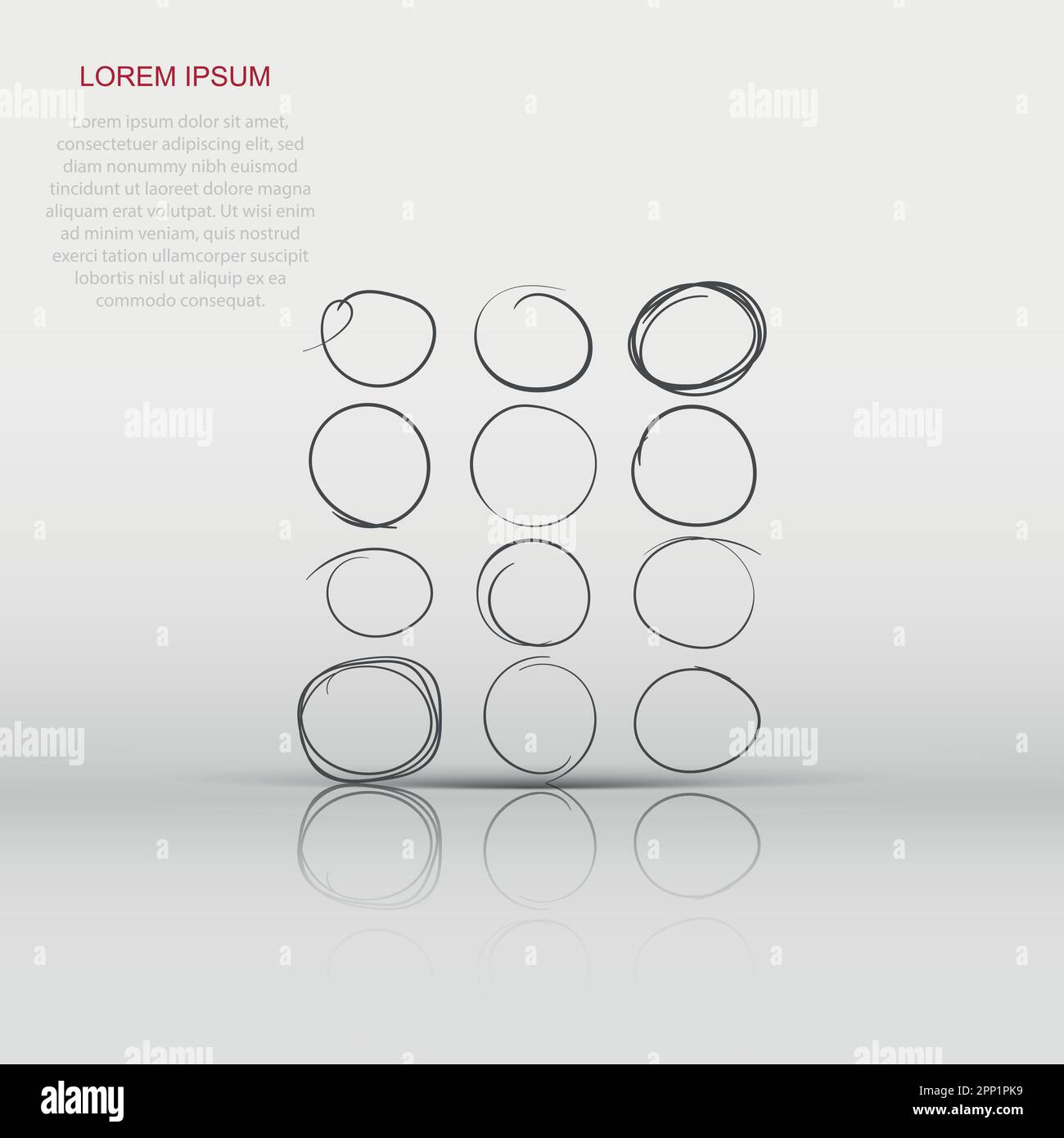 Vector hand drawn scribble circles icon in flat style. Sketch round ...