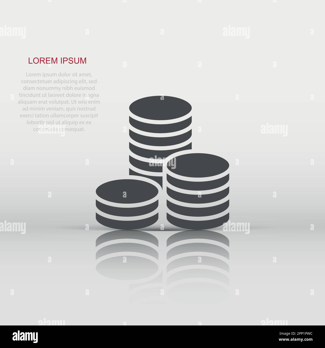 Vector coins stack icon in flat style. Money coin sign illustration ...