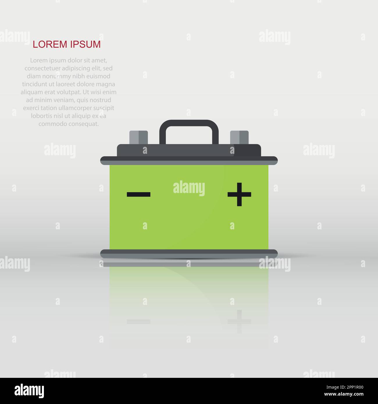 Vector car battery sign icon in flat style. Energy power sign ...