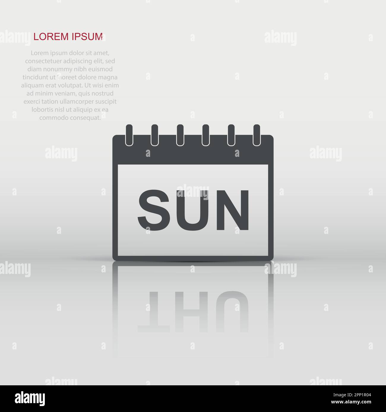 Vector sunday calendar page icon in flat style. Calendar sign ...