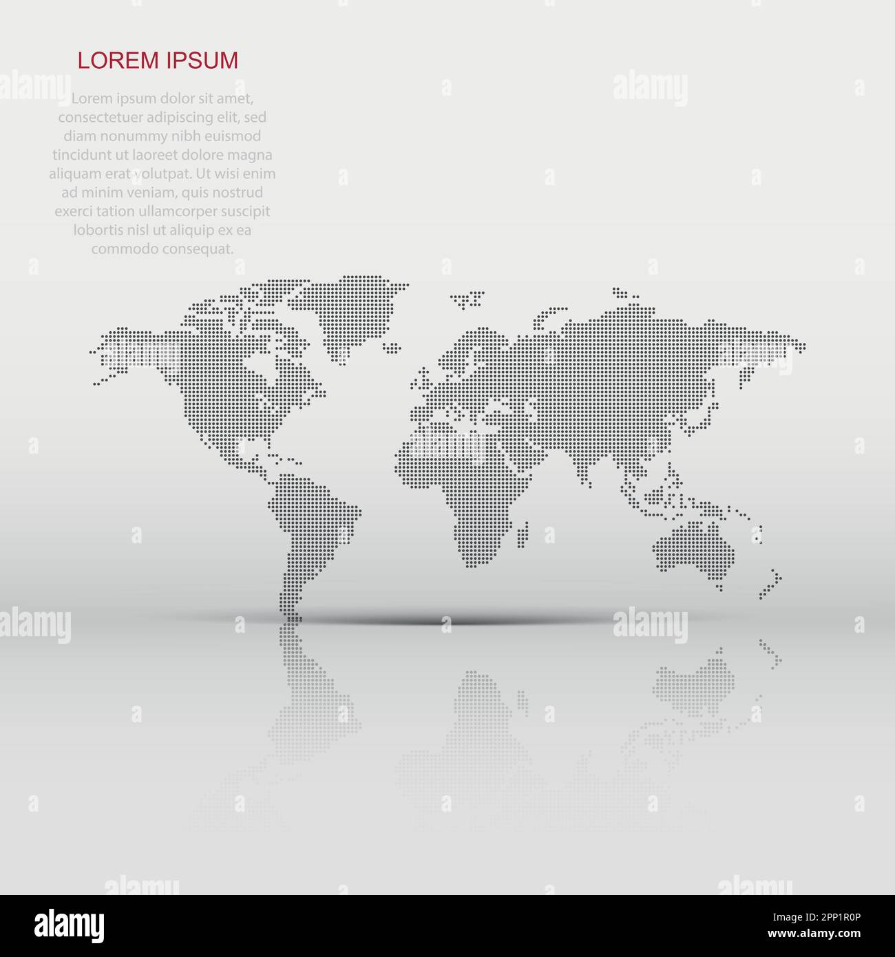 Dotted blank world map isolated on white background. Flat earth world ...