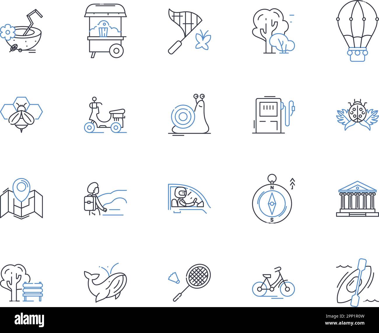 Ski vacation line icons collection. Snowy, Slopes, Powder, Lifts ...