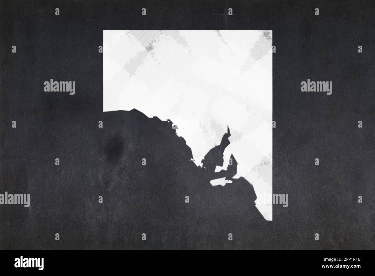 Blackboard with a the map of the State of South Australia (Australia ...