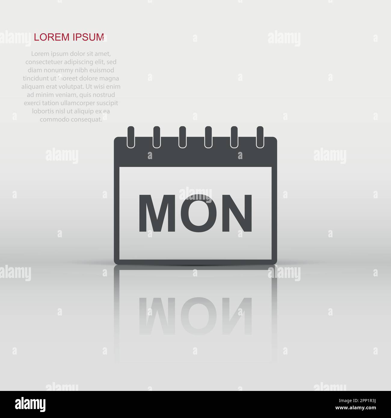 Vector monday calendar page icon in flat style. Calendar sign ...