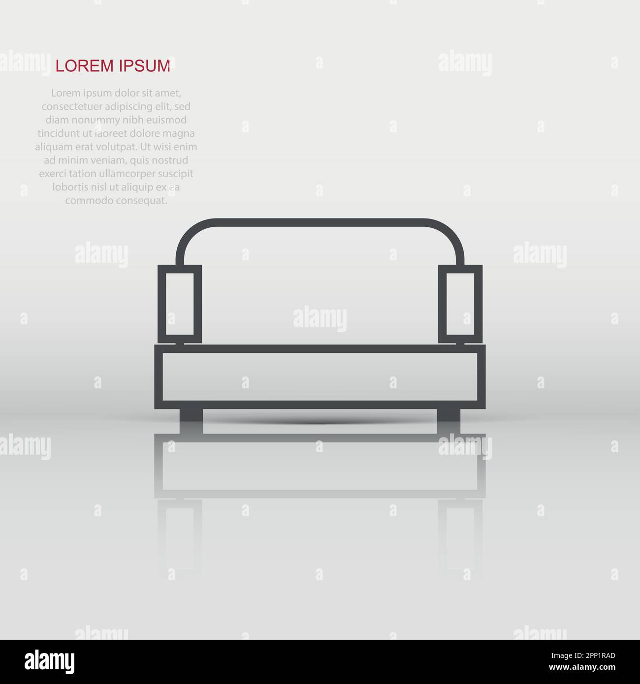 Vector sofa icon in flat style. Couch sign illustration pictogram. Sofa ...