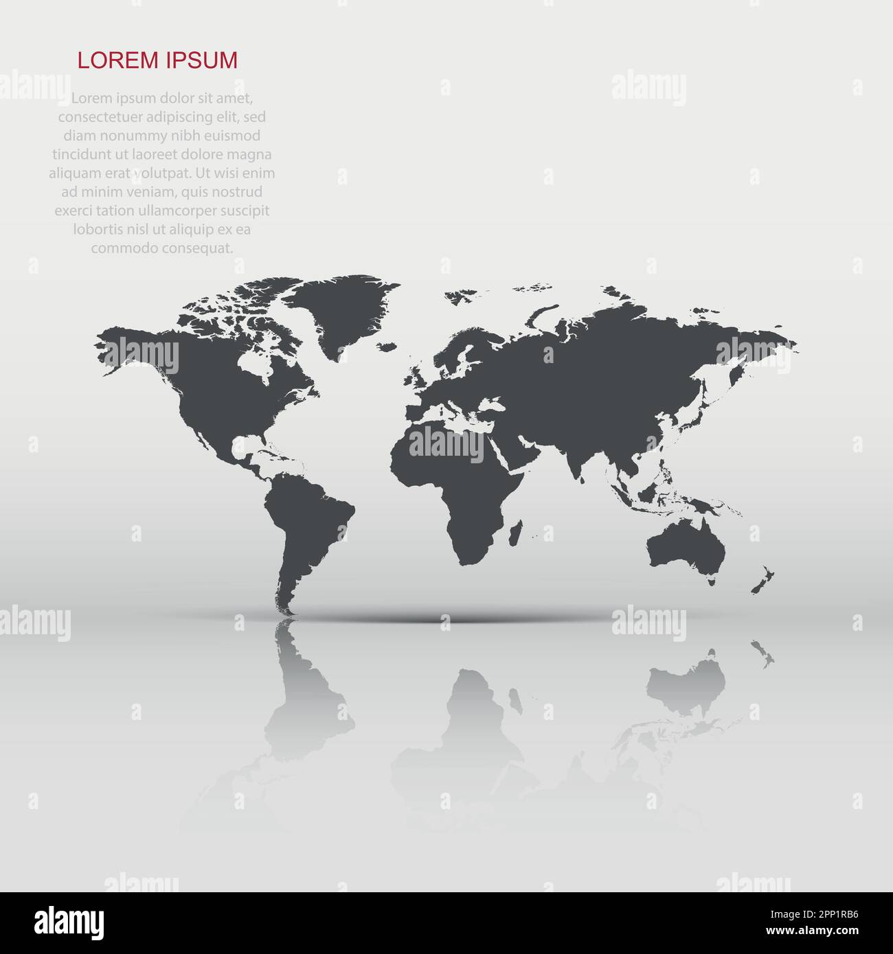 Blank grey political world map isolated on white background. Worldmap ...