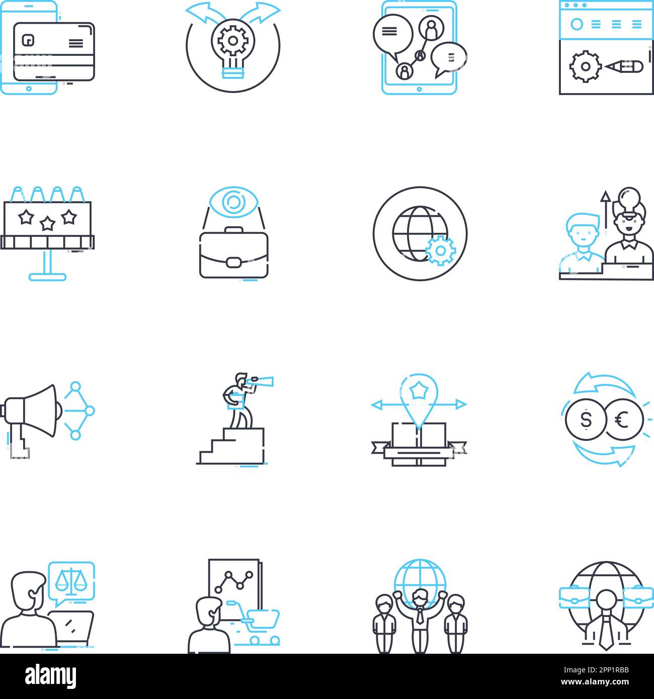Economic prosperity linear icons set. Growth, Wealth, Stability ...