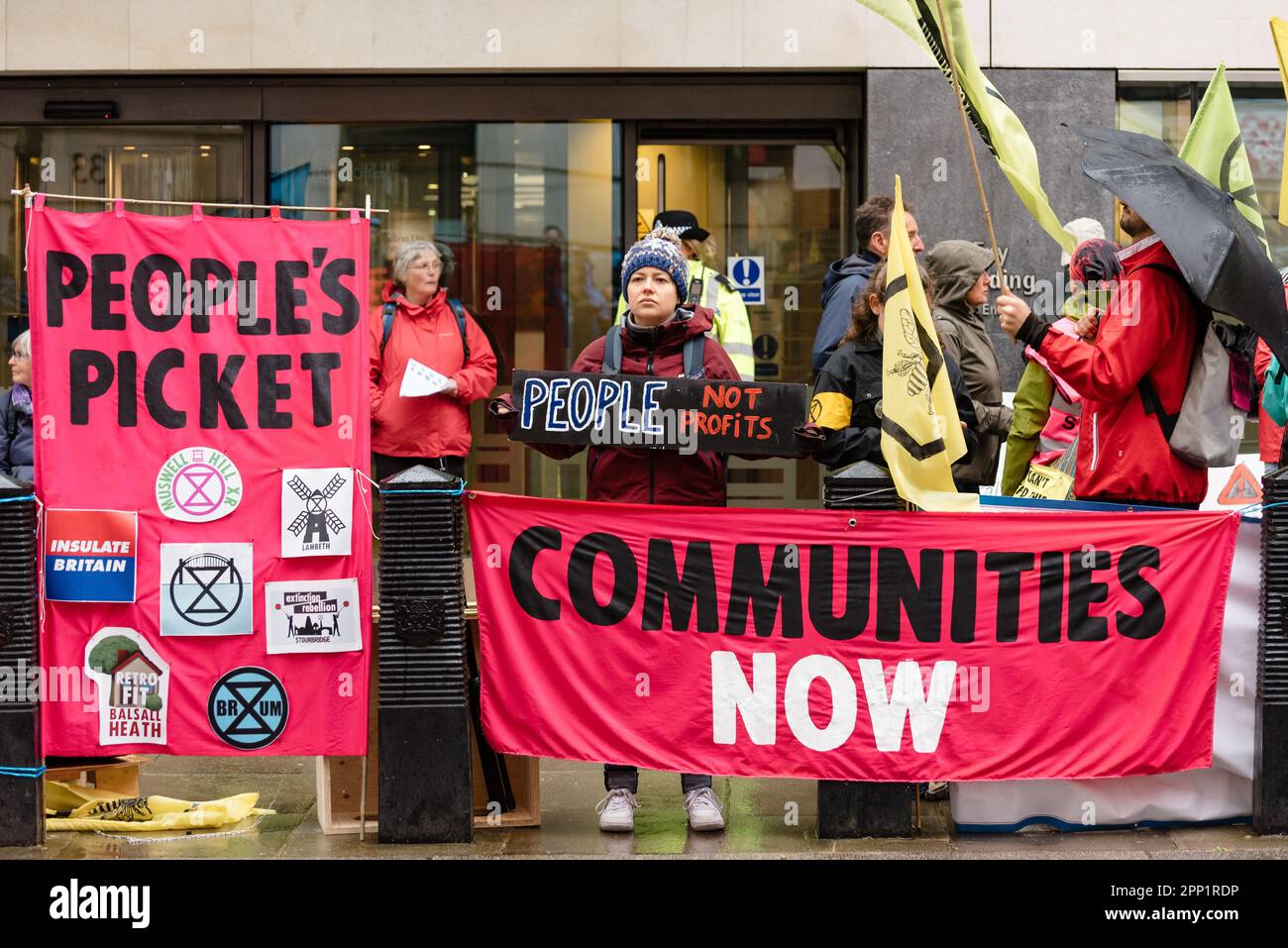 London, UK. 21 April 2023. Climate change activists Extinction ...