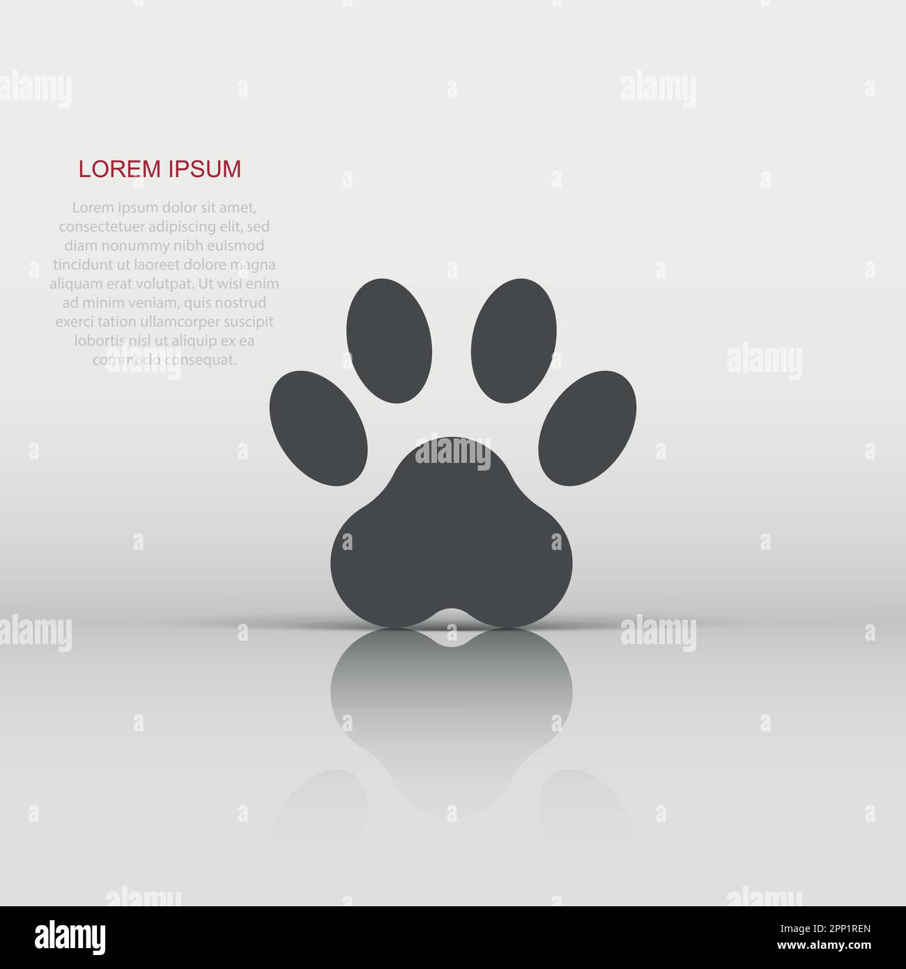 Vector paw print icon in flat style. Dog, cat, bear paw sign ...
