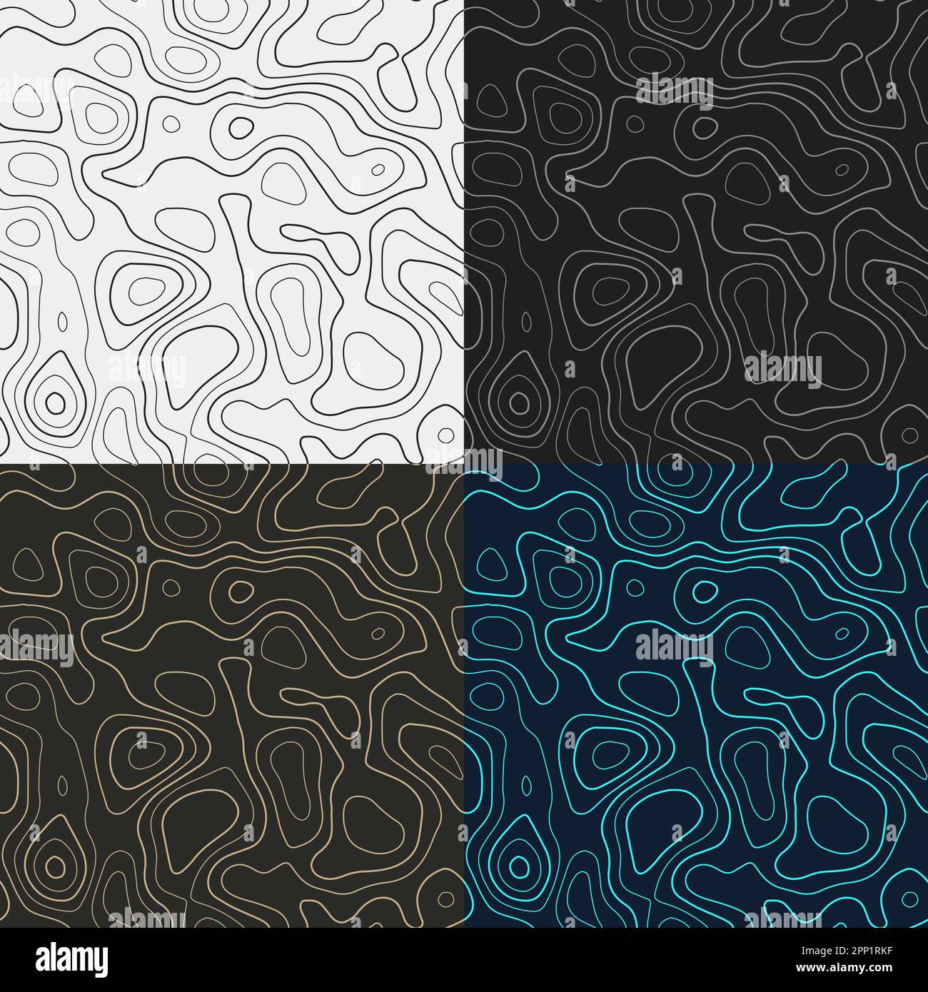 Topography patterns. Seamless elevation map tiles. Amazing isoline ...