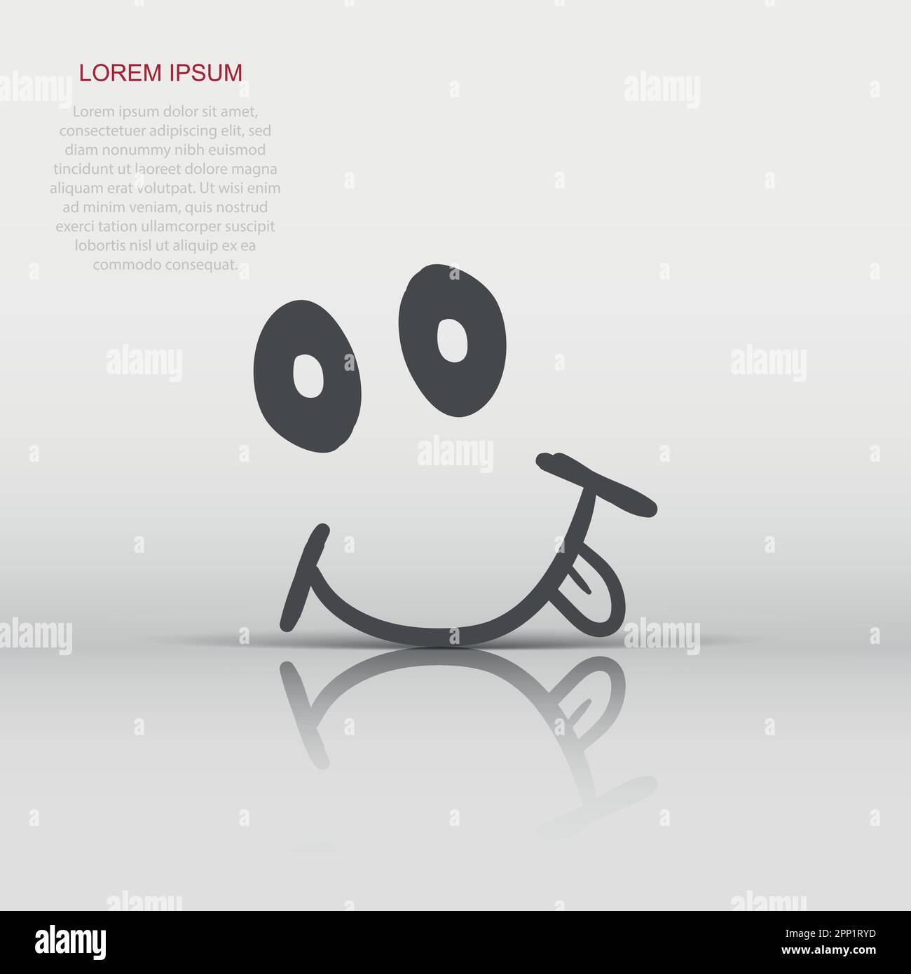 Simple smile with tongue vector icon. Hand drawn face doodle ...