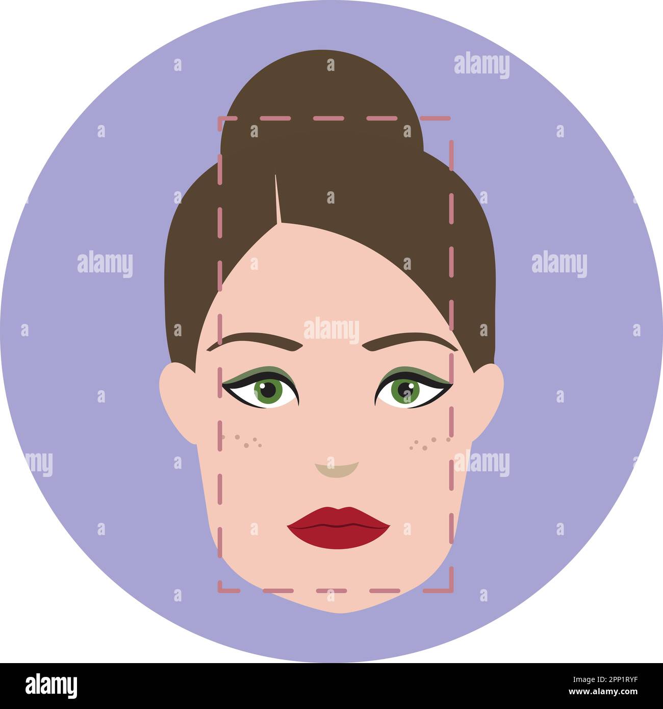 Rectangle Face Shape Young Female Against Pastel Purple Circle ...