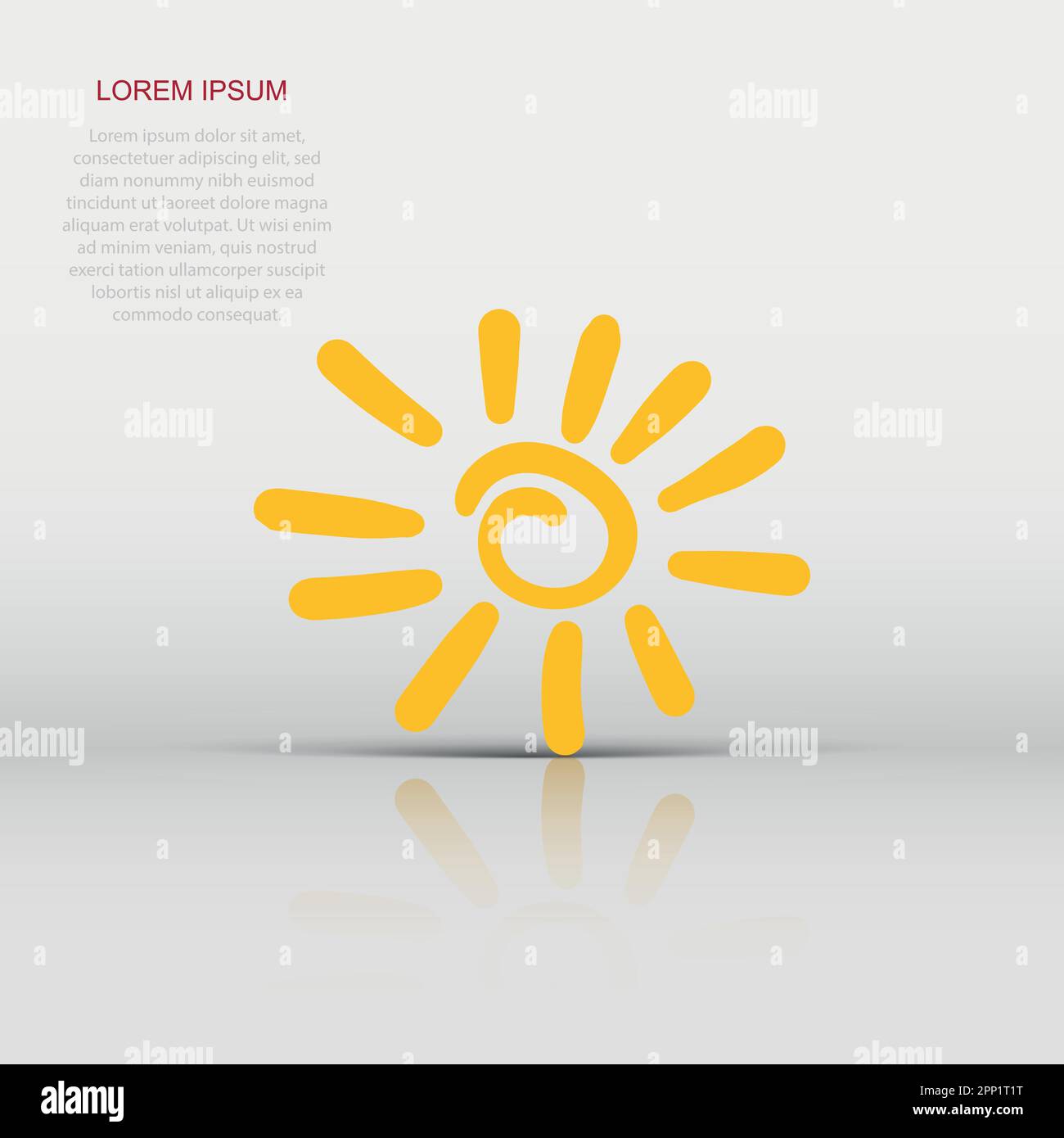 Vector hand drawn sun icon in flat style. Summer sign illustration ...