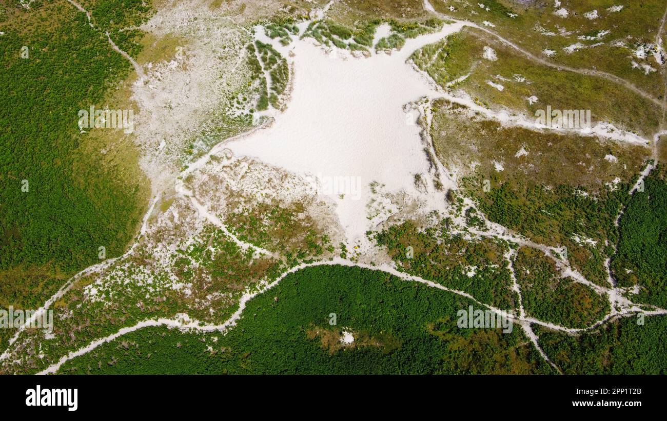 slopes of sand dunes in summer in Ireland, top view. Beautiful Irish ...