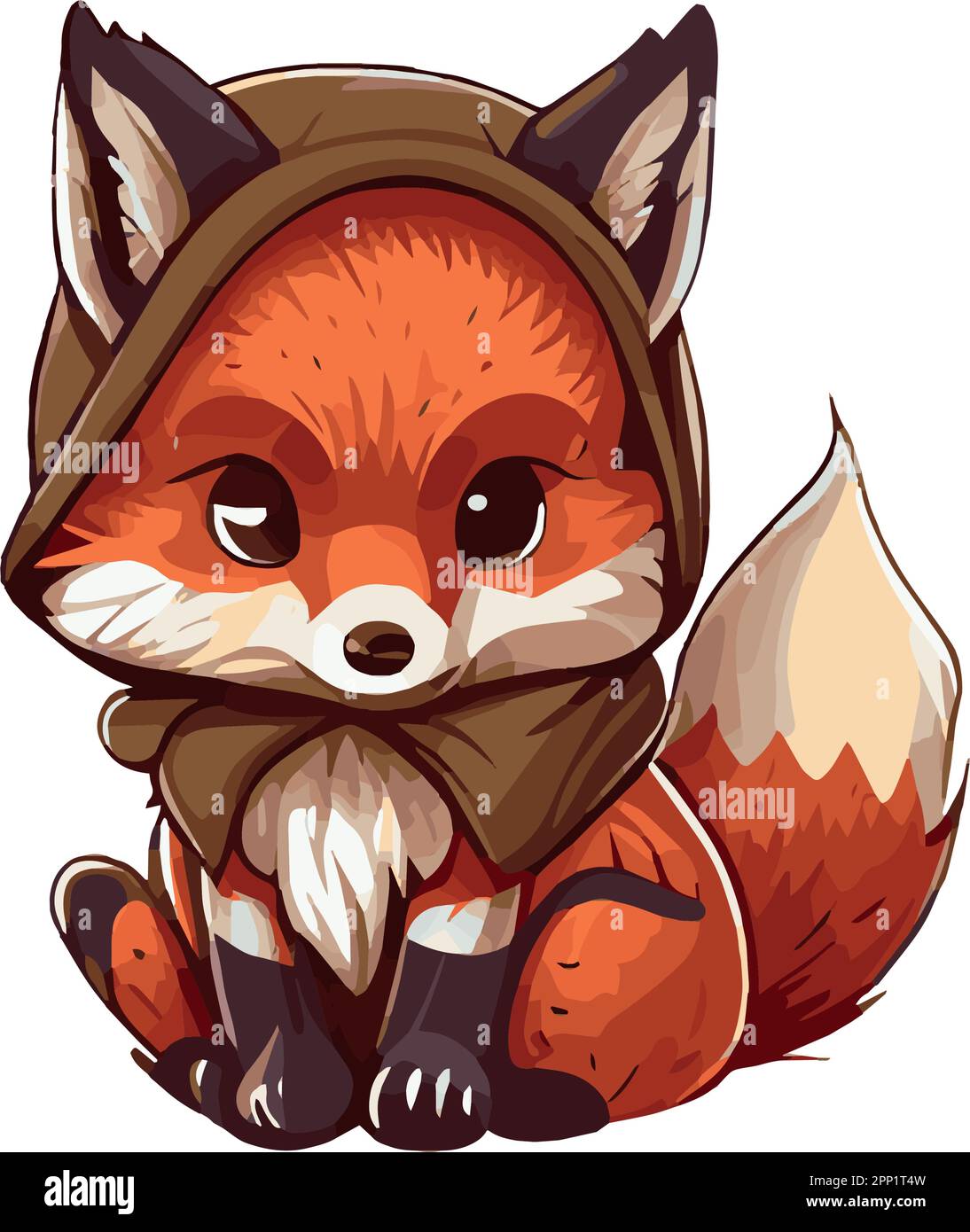 Realistic cartoon fox isolated on white background - Vector ...