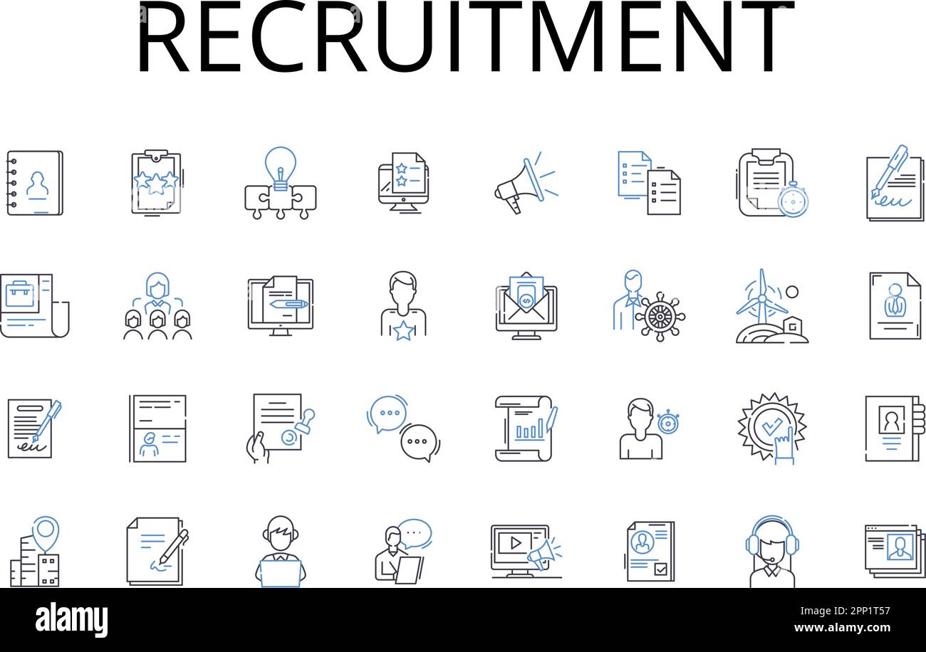 Recruitment line icons collection. Hiring process, Talent search ...