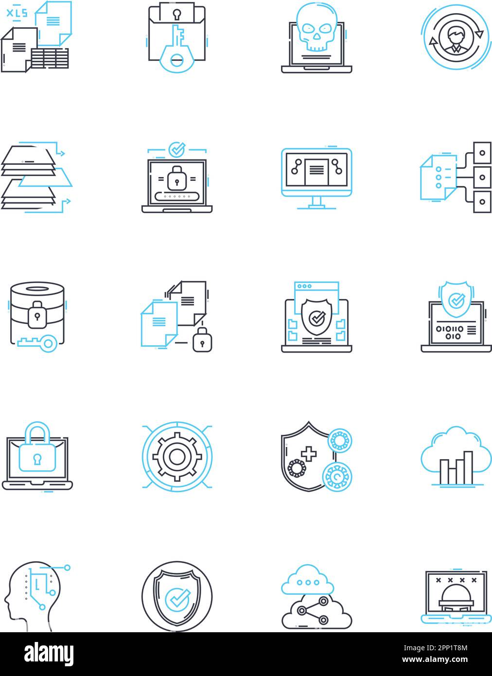 Fraud Prevention Linear Icons Set Security Verification Authentication Trust Compliance