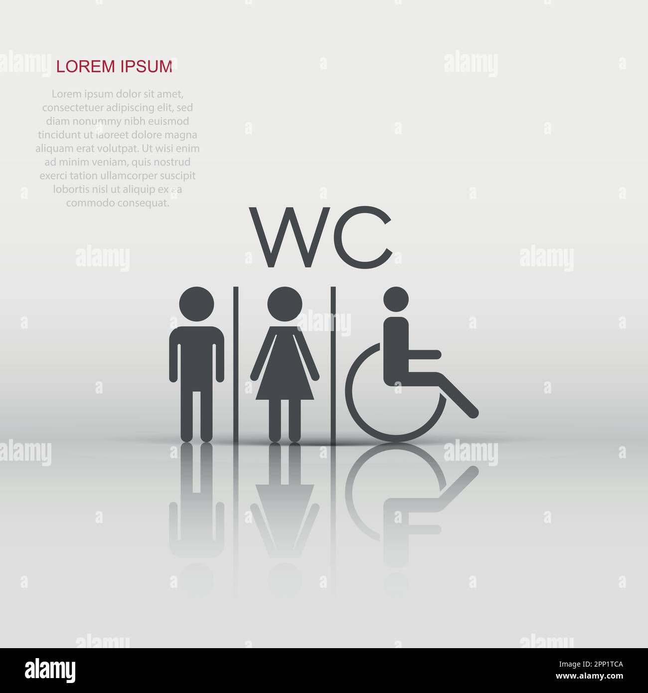 Vector WC, toilet icon in flat style. Men and women restroom sign ...