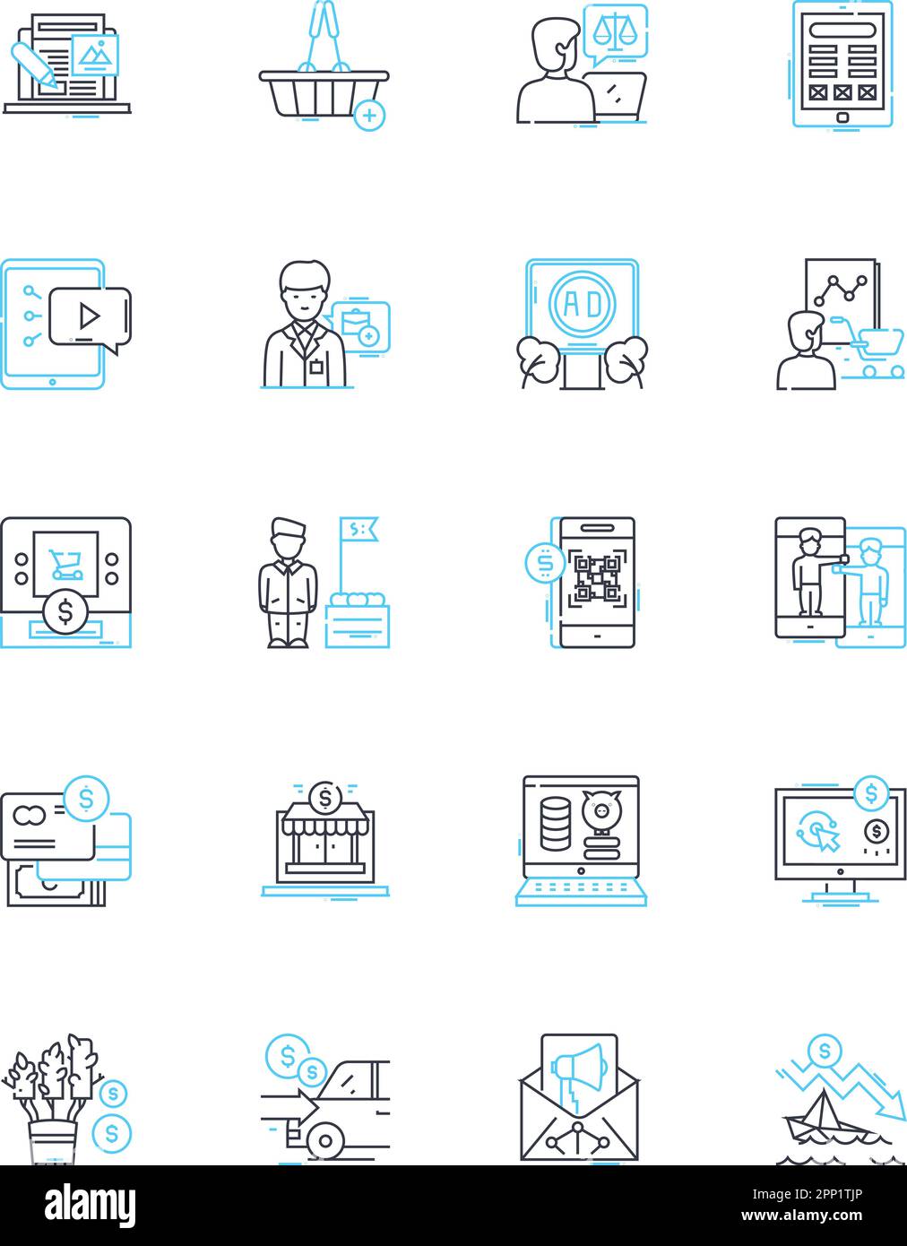 Public marketing linear icons set. Outreach, Visibility, Promotion ...