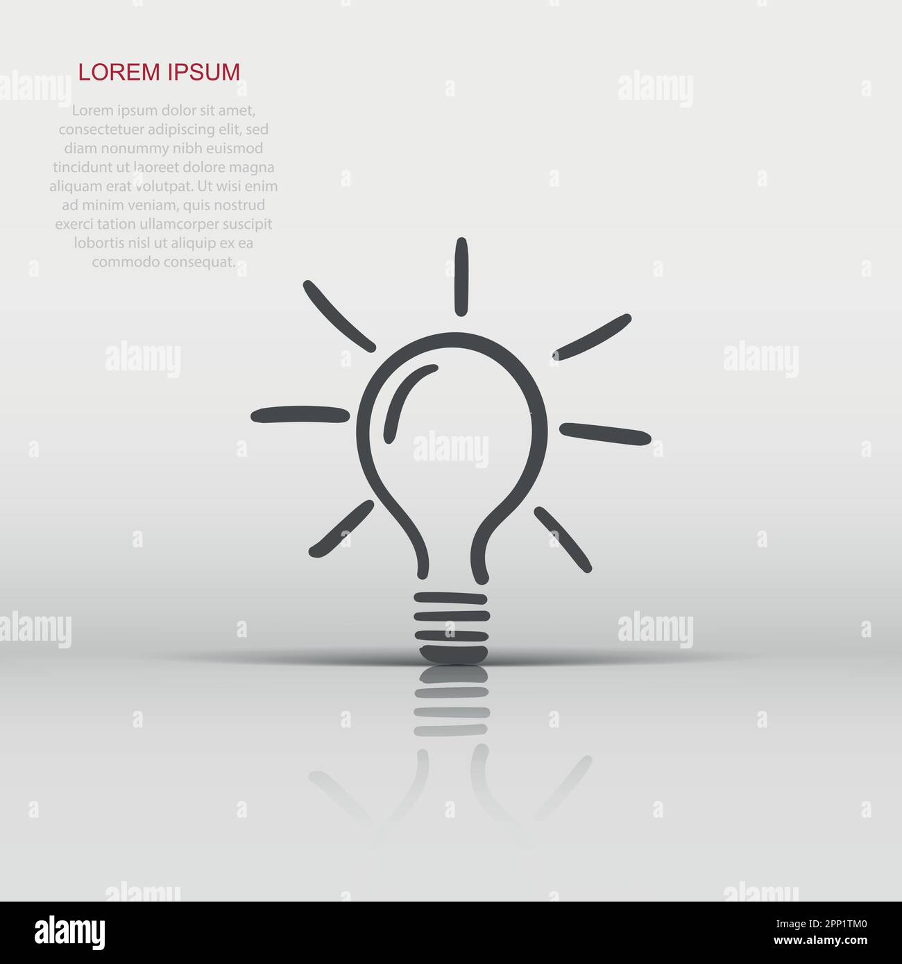 Vector sketch light bulb icon in flat style. Hand drawn idea doodle ...